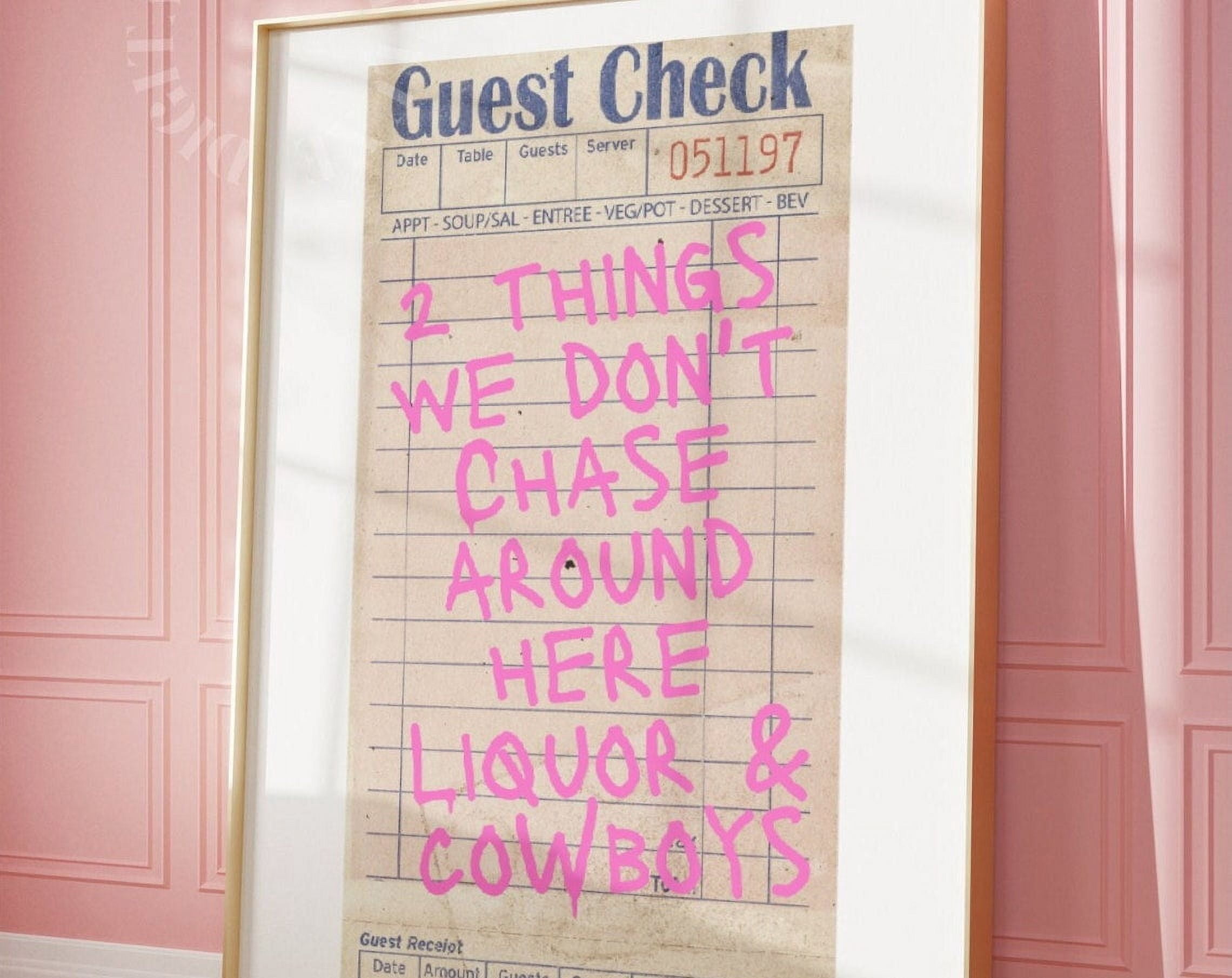 Miluva Liquor & Cowboys Guest Check Print Trendy Wall Art Prints ...