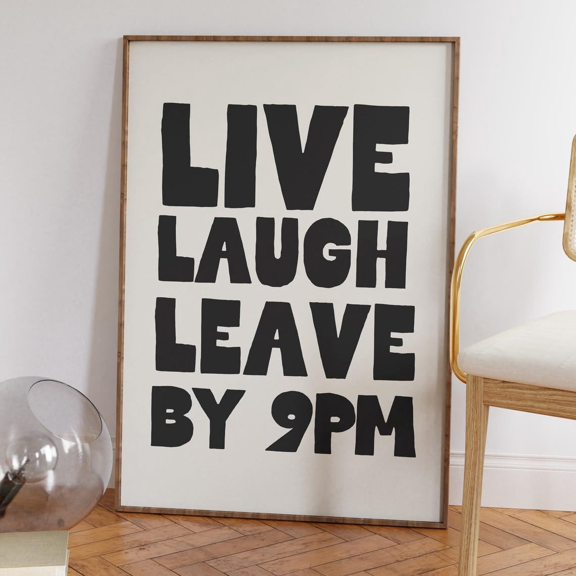 Miluva Live Laugh Leave By 9 Pm Poster, Cute Home Quote Art, Trendy ...