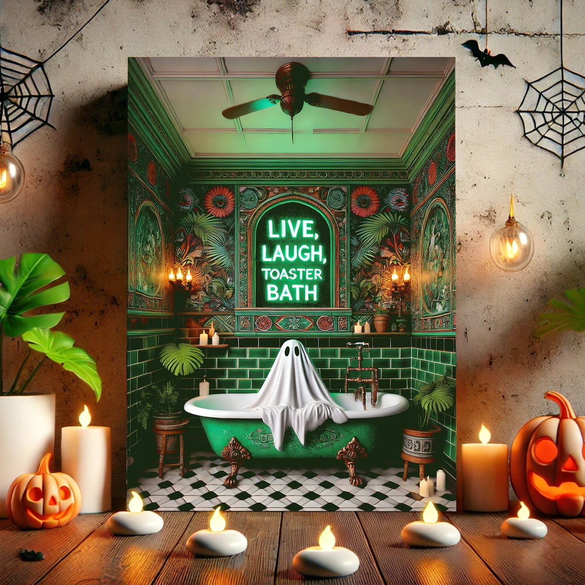 Miluva Live – Laugh – Toaster bath – Tropical gothic bathroom wall art ...