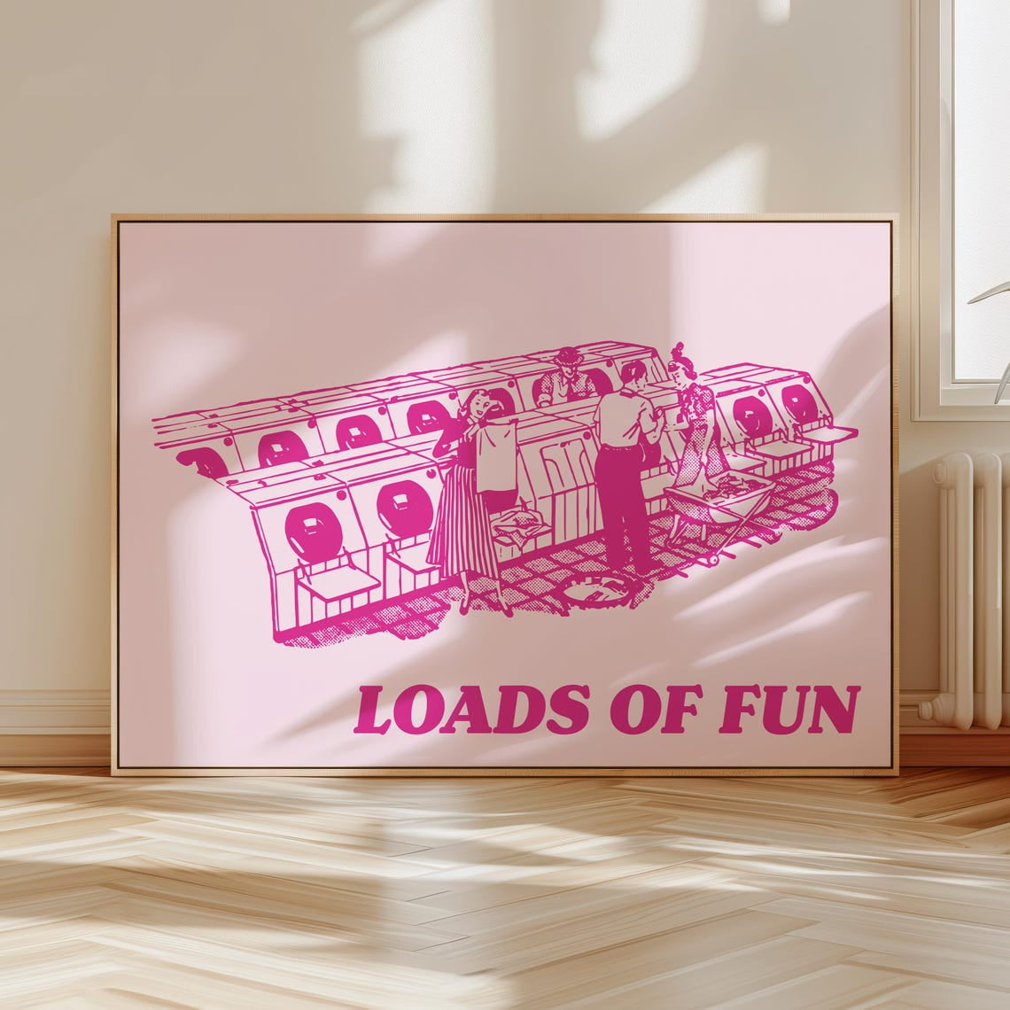 Miluva Loads Of Fun Print, Laundry Sign, Pink Laundry Room Decor, Retro ...