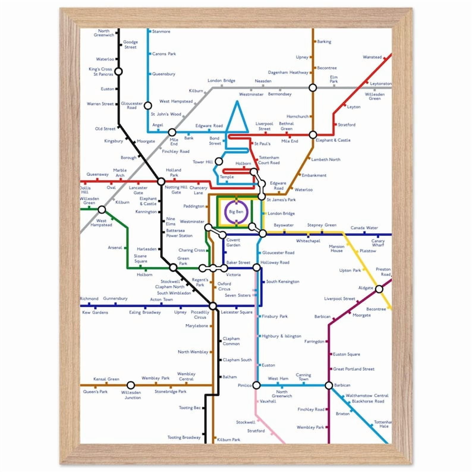 Miluva London Big Ben & Underground Map Minimalist Poster Modern Uk ...