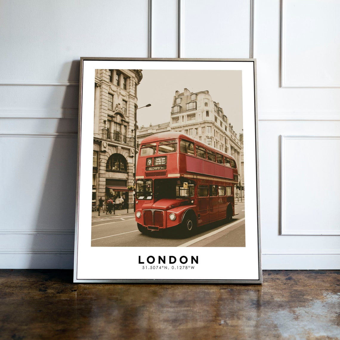 Miluva London Bus Print, London Travel Poster, London Coordinates ...
