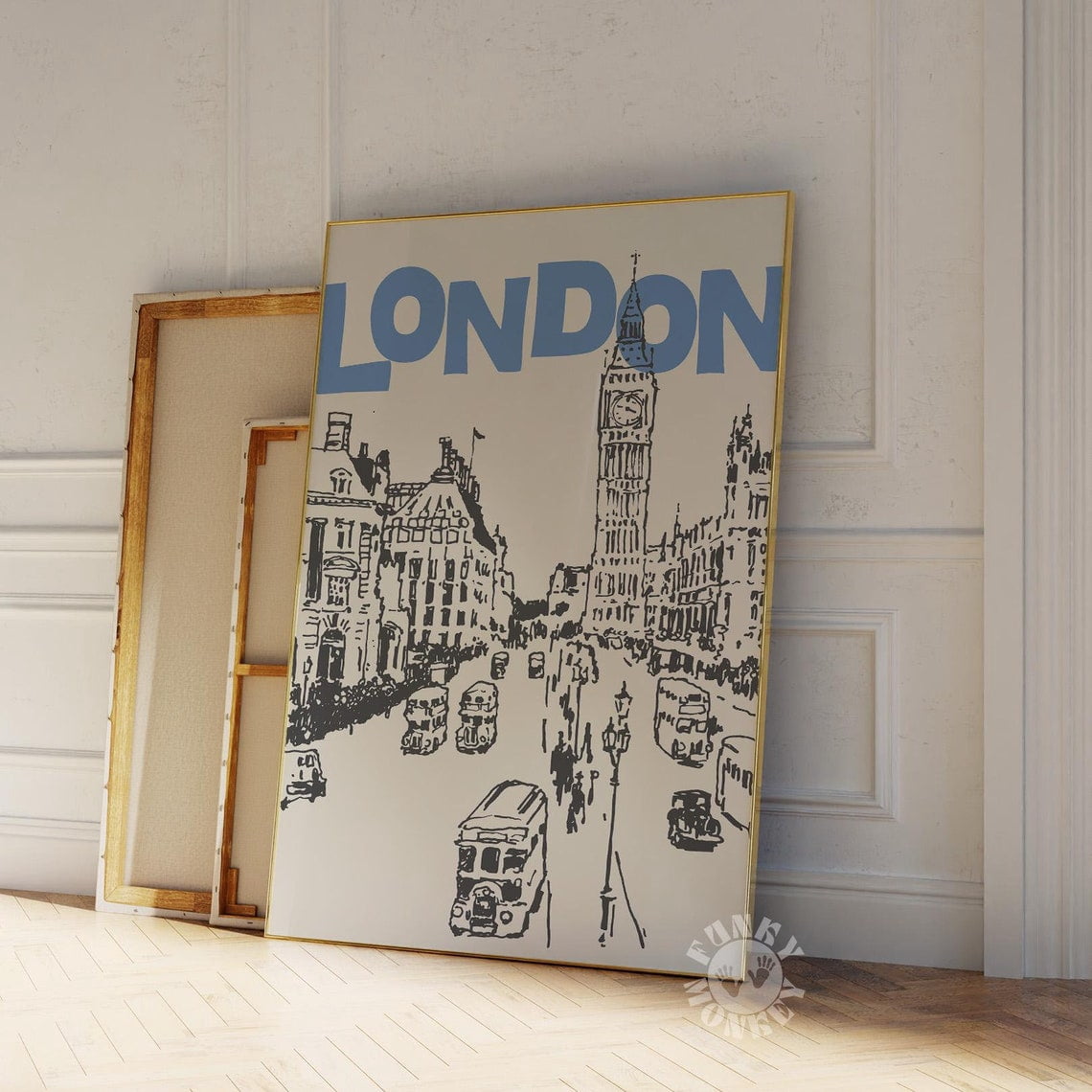 Miluva London Travel Poster, Retro City Print, Trendy Landmark Wall Art ...