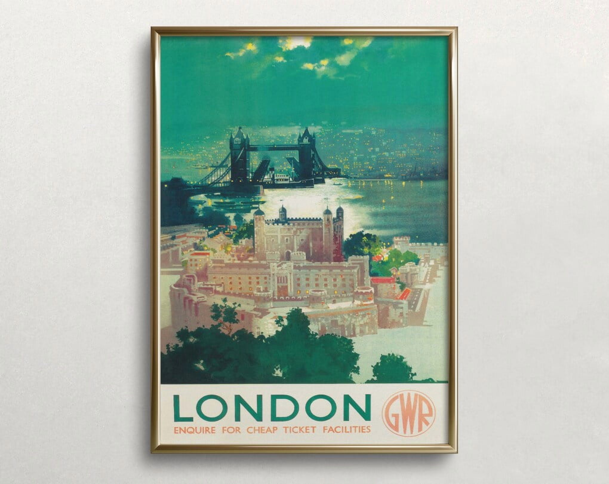 Miluva London Travel Poster, Vintage Wall Art, Tower Of London, Vintage ...