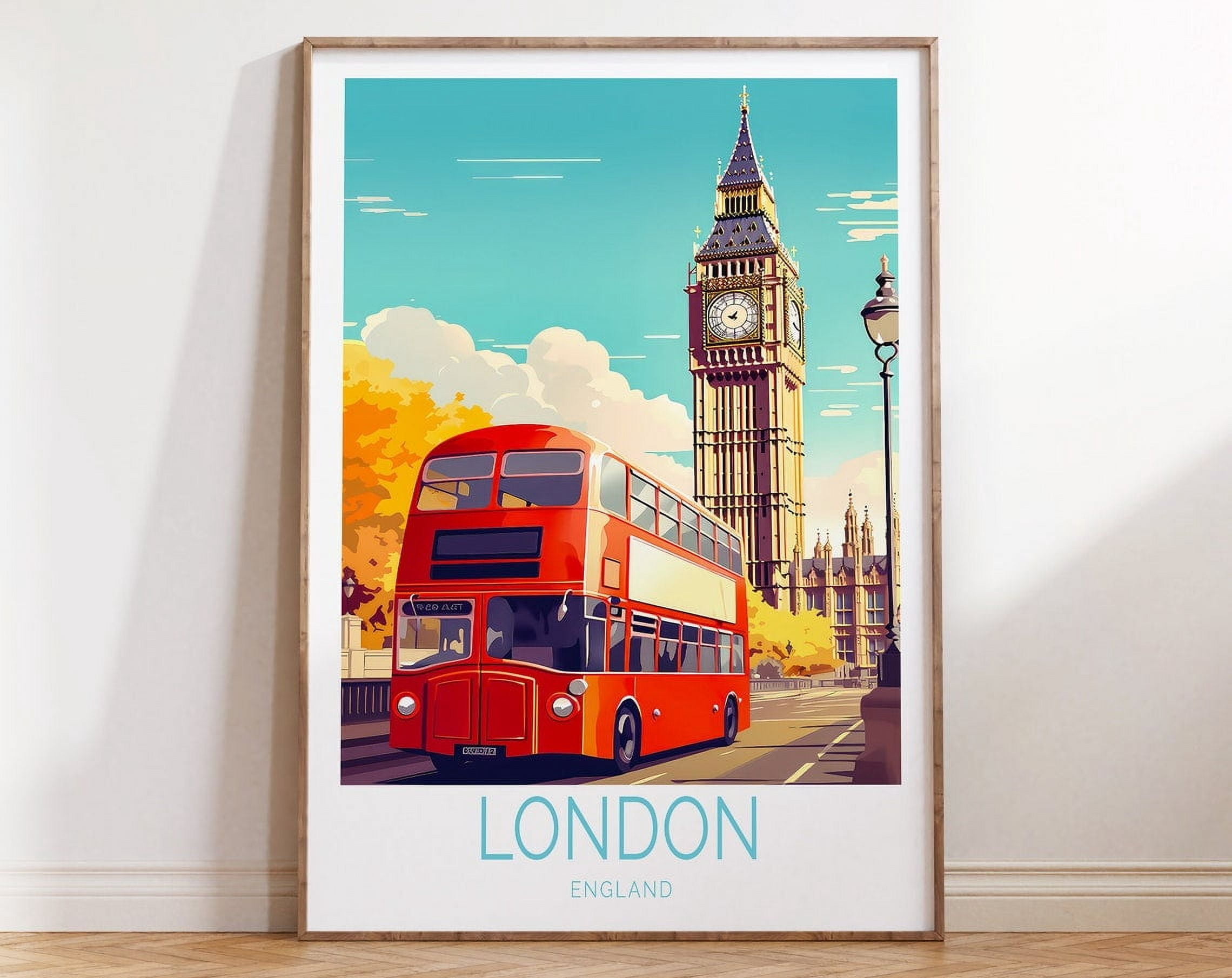 Miluva London Uk Travel Poster, United Kingdom Wall Art, London Travel ...