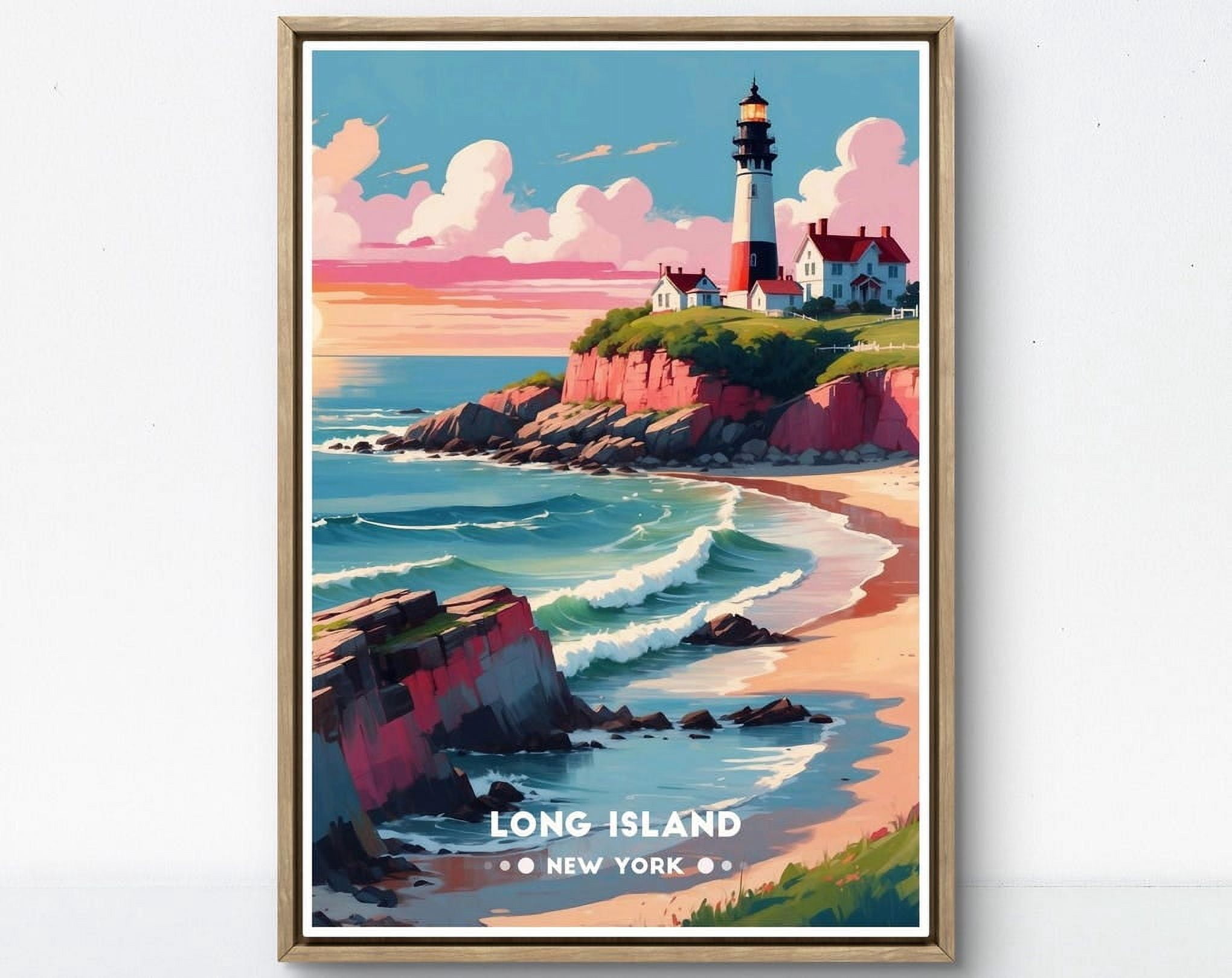 Miluva Long Island Poster, New York Coastal Print, Lighthouse Wall Art ...