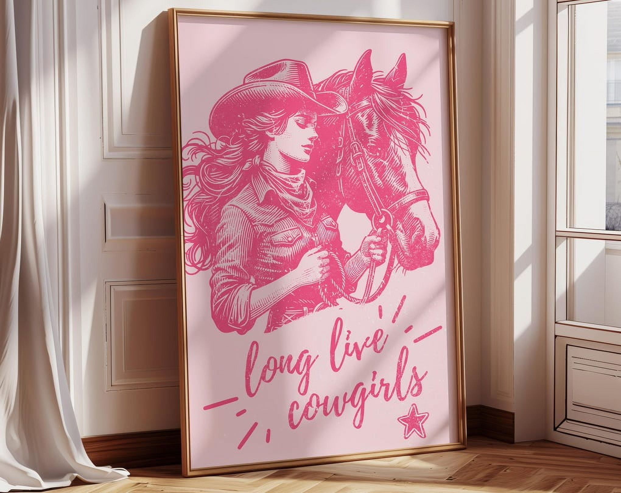 Miluva Long Live Cowgirls Pink Aesthetic Cowgirl Aesthetic Wall Art ...