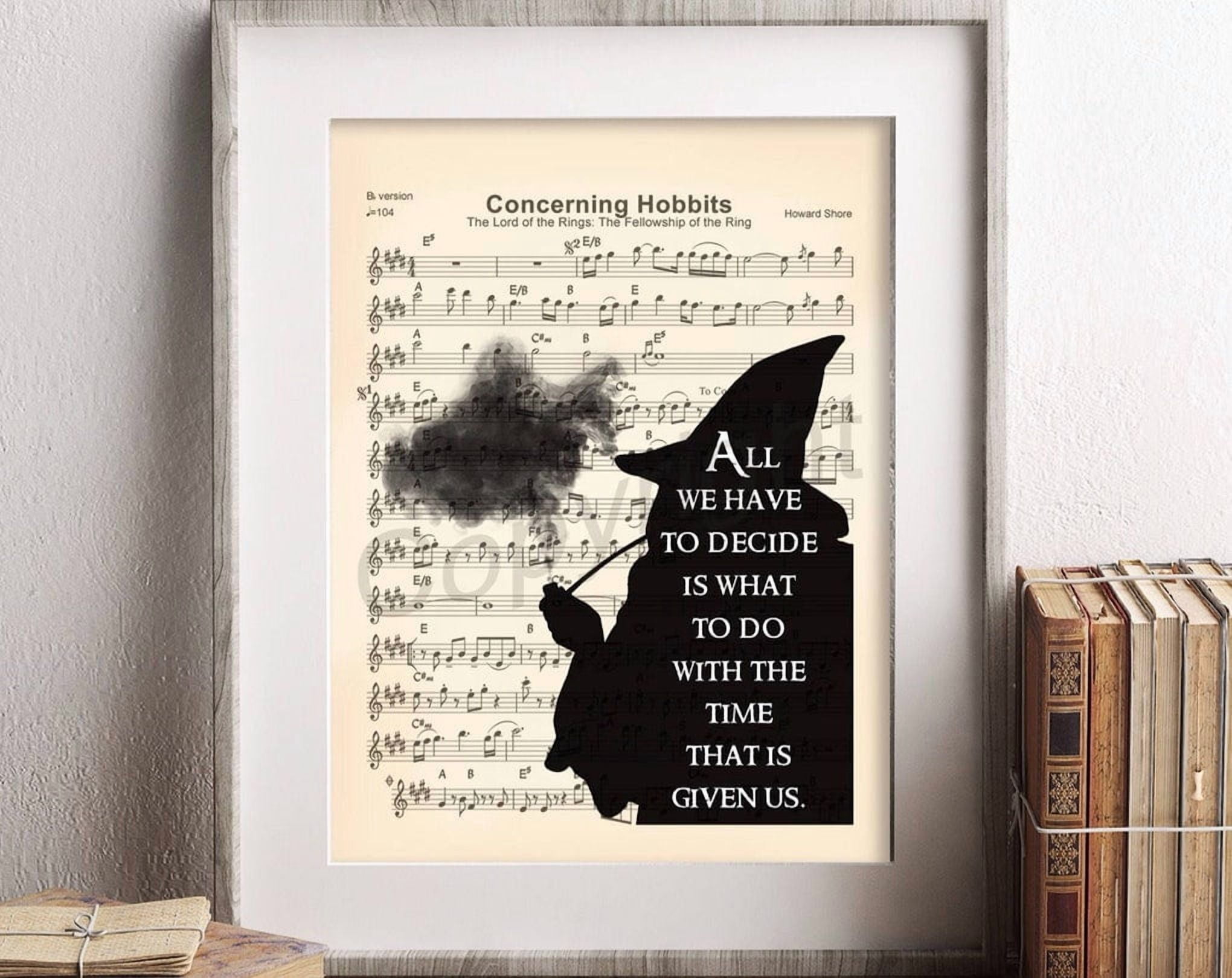 Miluva Lord Of The Rings Gandalf Silhouette With Quote Sheet Music Art ...