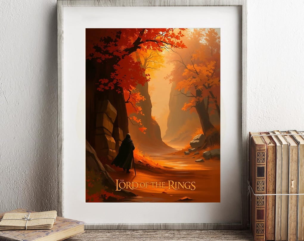 Miluva Lord Of The Rings Aragorn Art Print - Strider Wall Art - Autumn ...