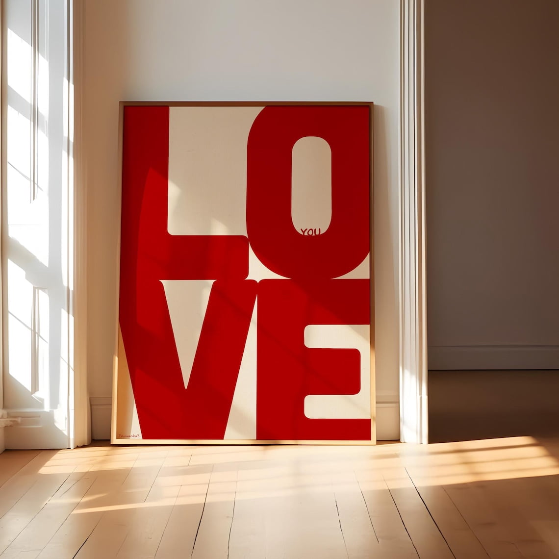 Miluva Love You Art Print - Trendy Retro Wall Art, Red Love Print ...