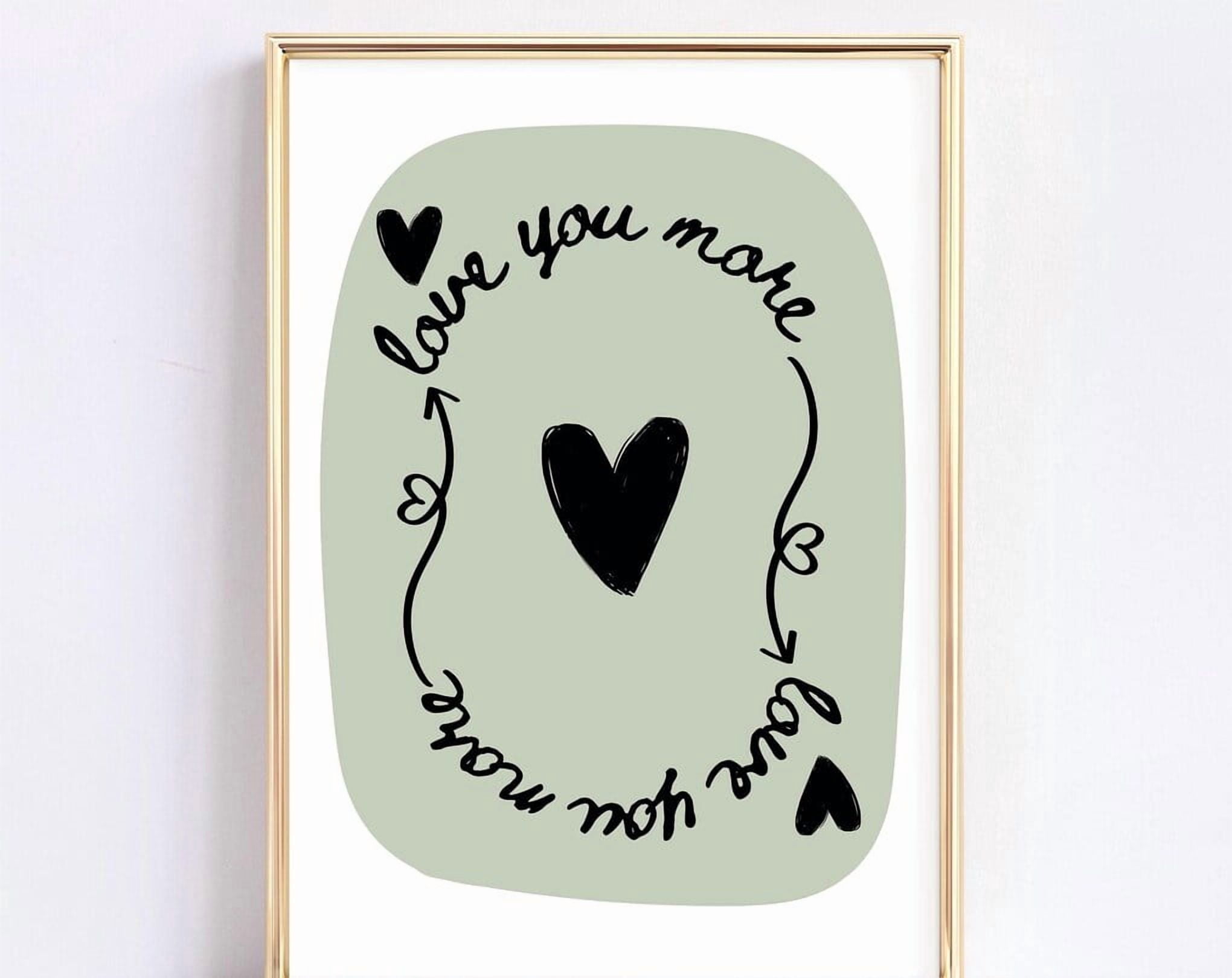 Miluva Love You More Sage Green, Trendy Heart Wall Art, Cute Valentines ...