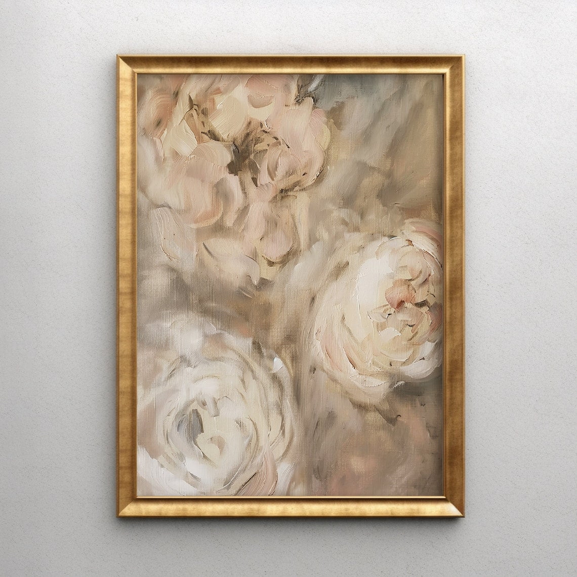 Miluva Lovely Muted Abstract Flower Art, Rustic Beige Roses, Modern ...