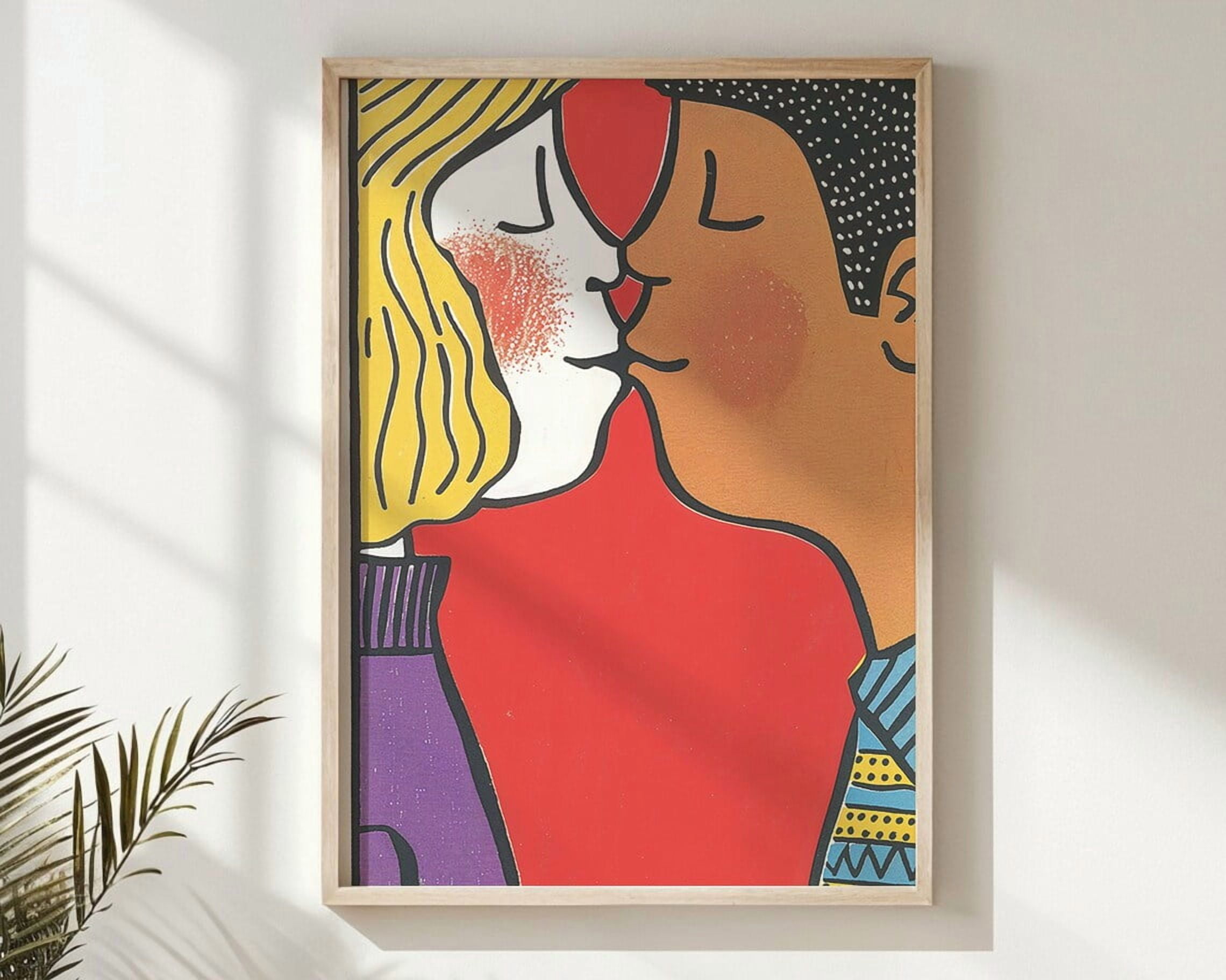 Miluva Loving Embrace Art Print, Colorful Couple Illustration, Nursery ...