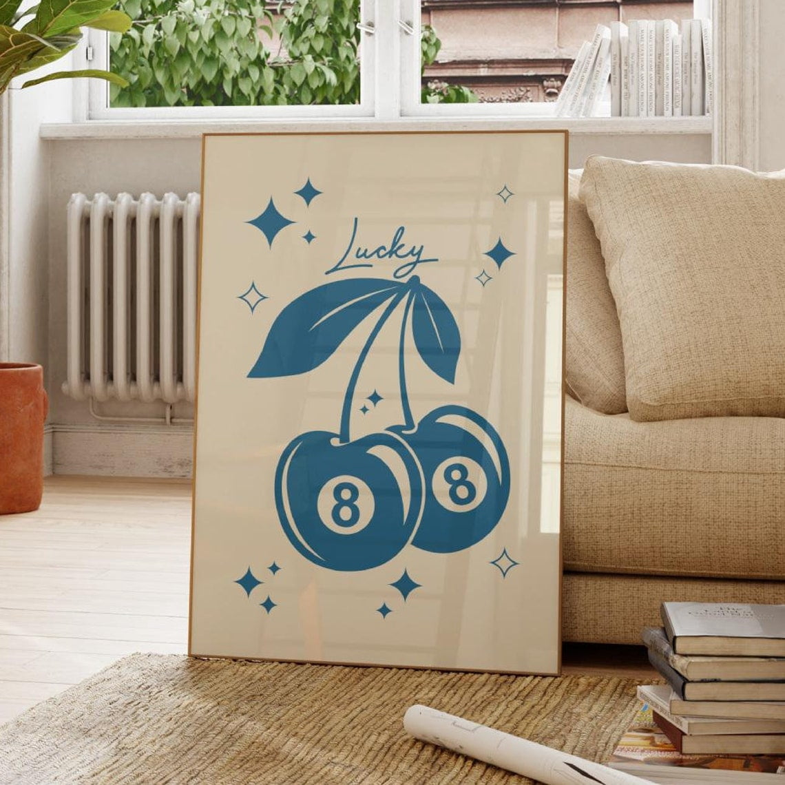 Miluva Lucky 8 Ball Poster, Cherry Poster Print, Modern Trendy Wall Art ...