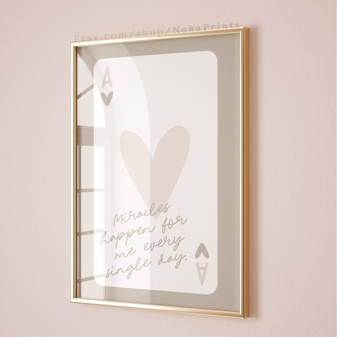 Miluva Lucky Girl Print, Beige Tan Preppy Wall Art, Ace Card Lucky Girl ...