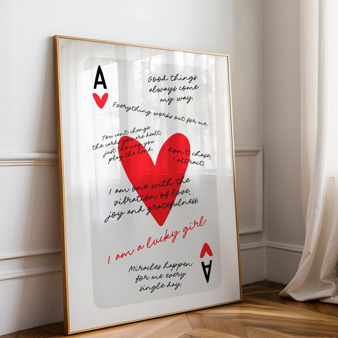 Miluva Lucky Girl Syndrome Ace Of Hearts Card Aesthetic Poster Trendy ...