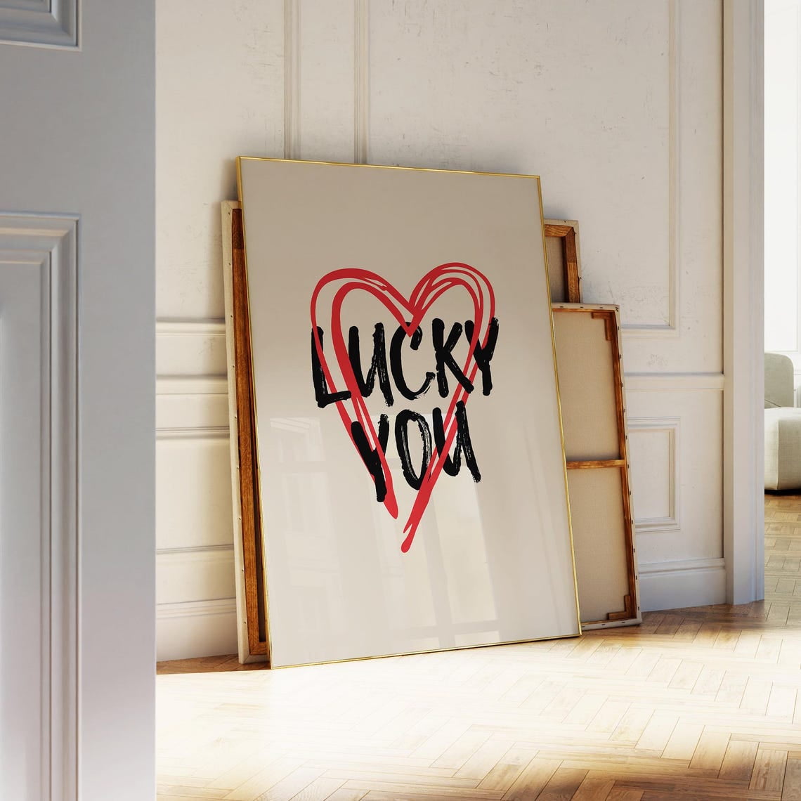 Miluva Lucky Girl Syndrome Aesthetic Wall Art, Lucky You Red Heart ...