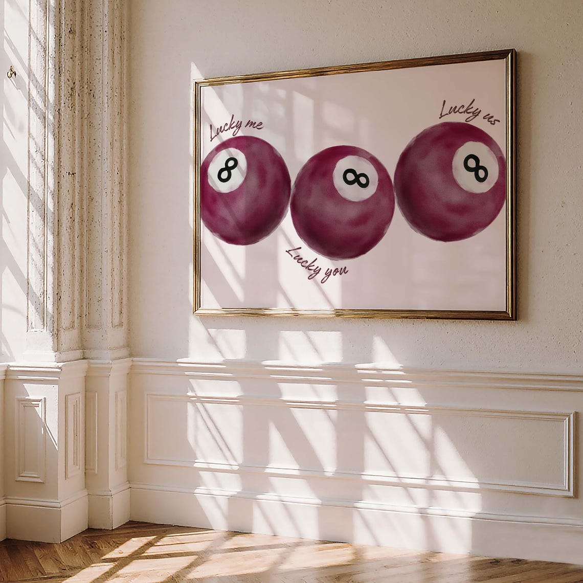 Miluva Lucky Me Lucky You Print 8 Ball Art, Vintage Game Decor, Playful ...