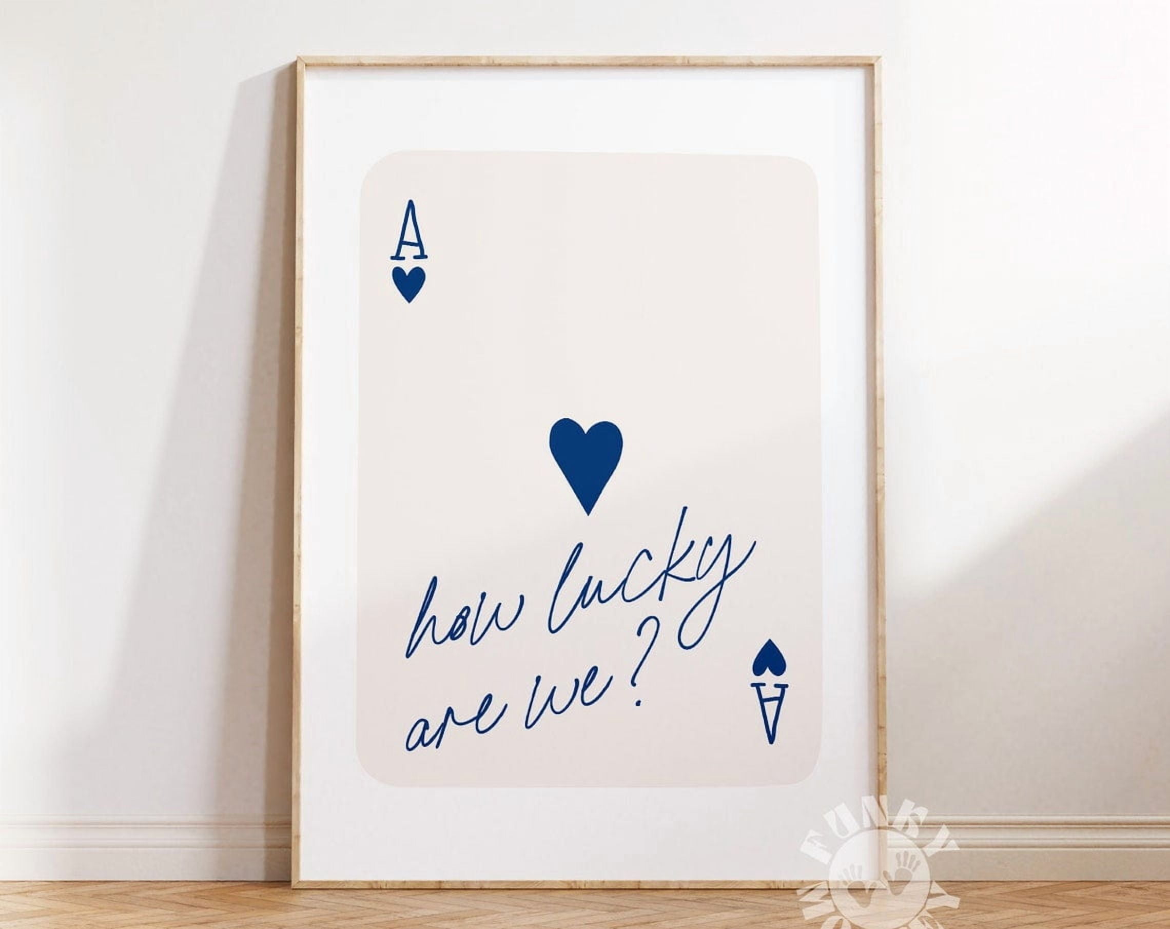 Miluva How Lucky Are We Print, Navy Blue Trendy Wall Art, Retro Ace ...