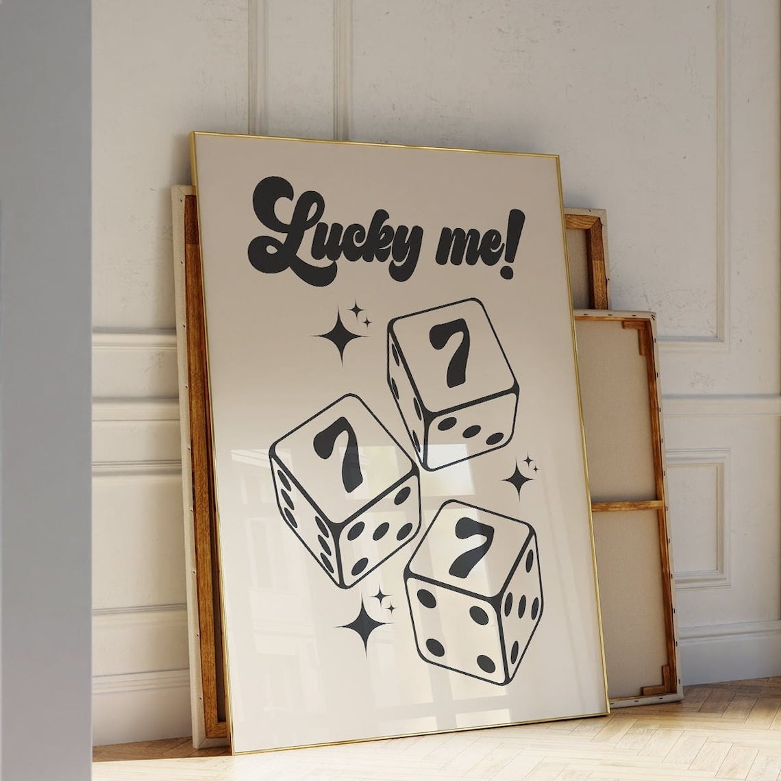 Miluva Lucky Seven Dice Poster, Retro Wall Art, Bar Cart Print, Girly ...