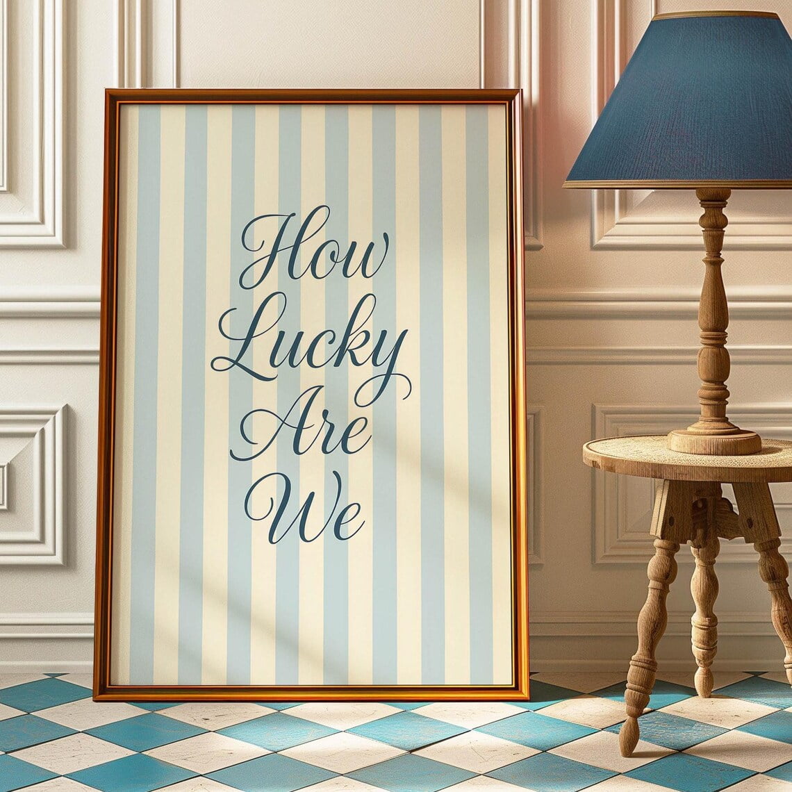 Miluva How Lucky Are We Stripes Wall Art - Minimalist Typography Poster ...