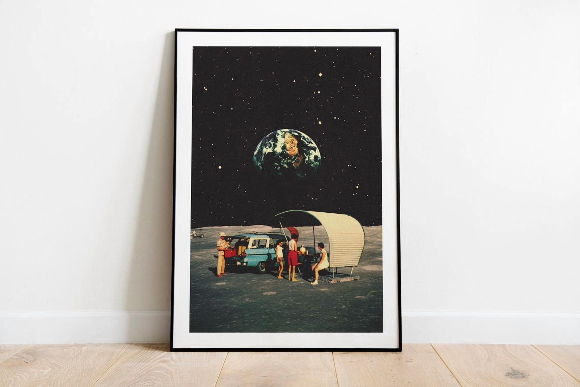 Miluva Lunar Picnic Sci-Fi Artwork Space Travel Poster Retro Futuristic ...