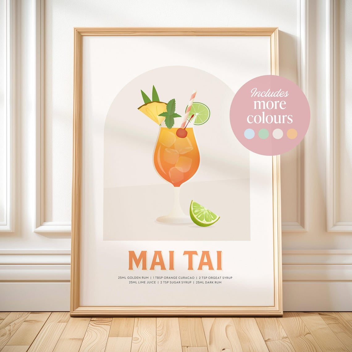 Miluva Mai Tai Print Printable Cocktail Recipe Art Mai Tai Cocktail ...