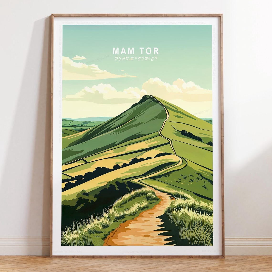 Miluva Mam Tor Peak District Travel Poster, Mam Tor Wall Art Print ...