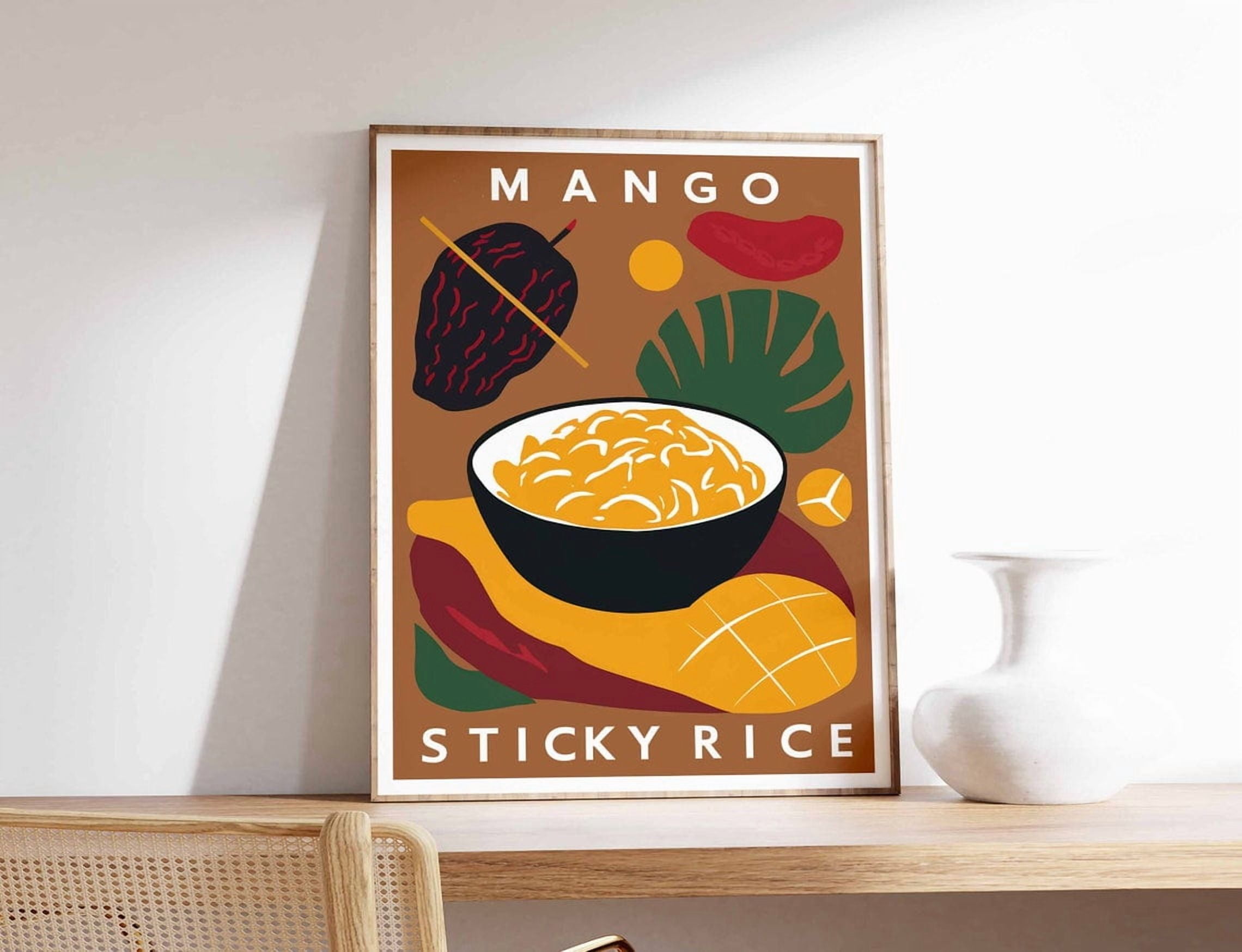 Miluva Mango Sticky Rice Poster, Thai Food Art, Thailand Print, Kitchen ...