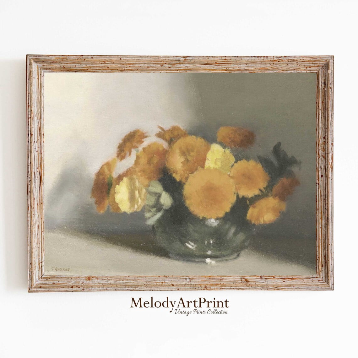 Miluva Marigold Flowers Vintage , Antique Still Life, Printable , Muted ...