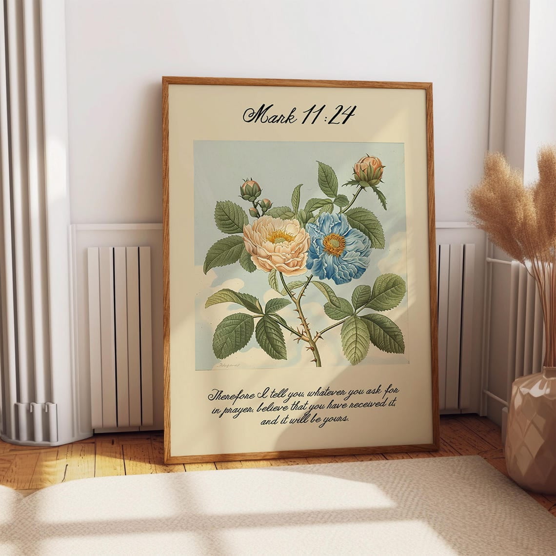 Miluva Mark 11:24 Prayer Bible Verse Wall Artroses Flower Scripture Art ...