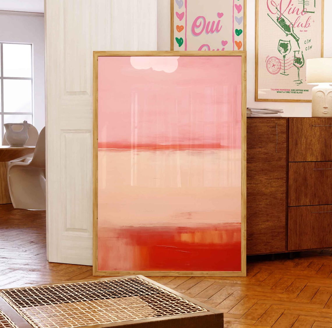 Miluva Mark Rothko Print, Pastel Pink Beige Abstract Geometric Wall Art ...