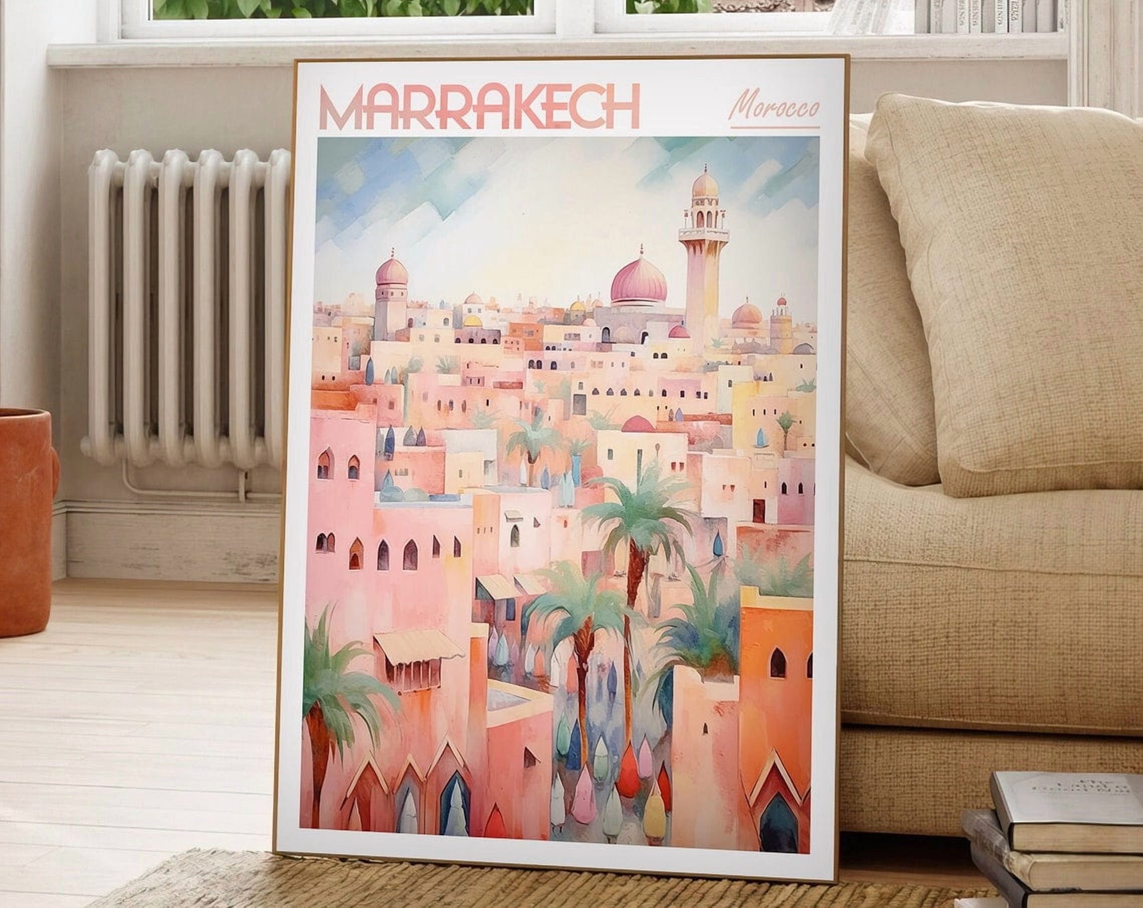 Miluva Marrakech Poster - Morocco Wall Art - Authentic Travel Poster ...