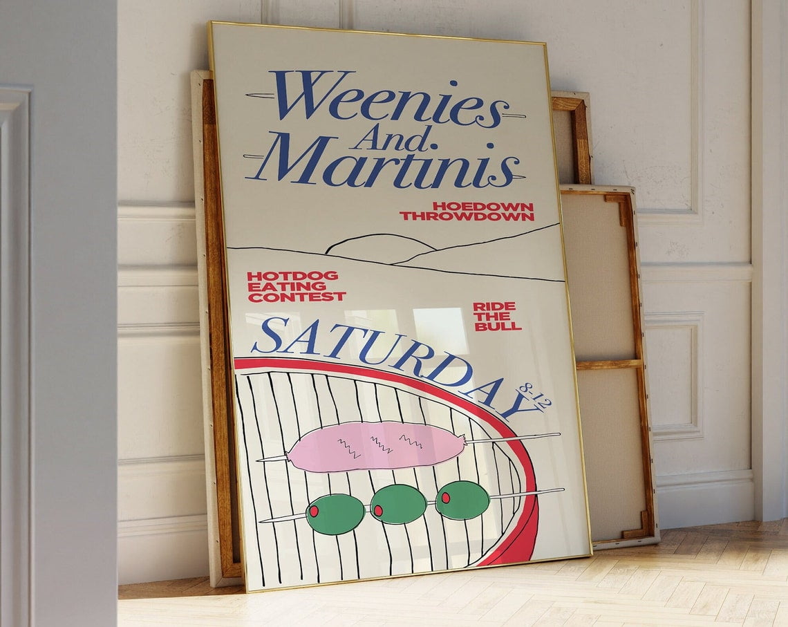 Miluva Martini Cocktail Dinner Party Poster, Funky Martini Wall Art ...