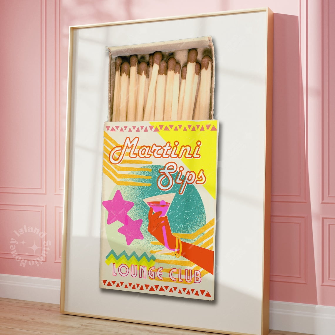 Miluva Martini Vintage Matchbox, Cocktail Retro Poster Bar Cart Preppy ...