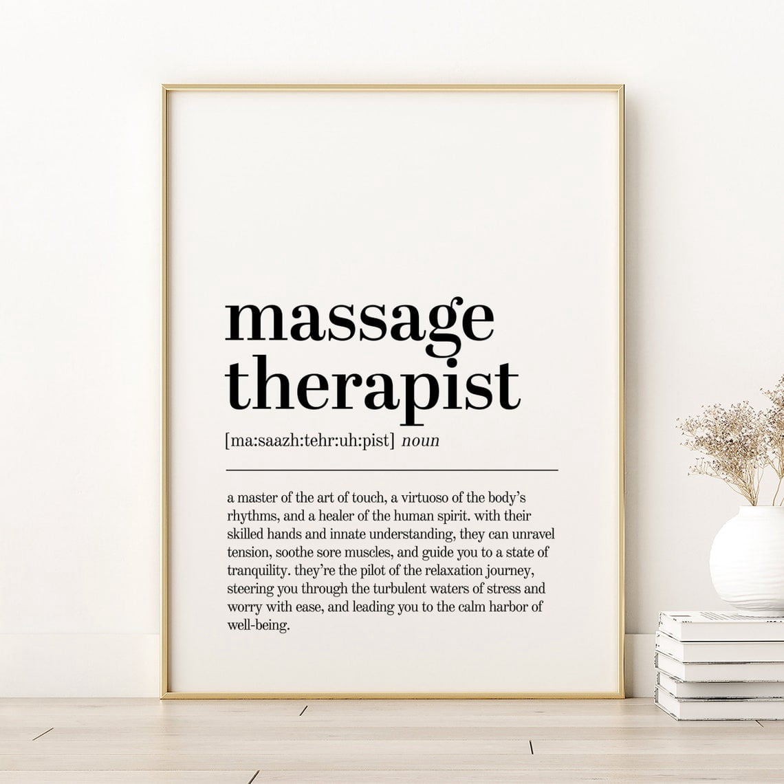 Miluva Massage Therapist Definition Print, Massage Therapist Dictionary ...