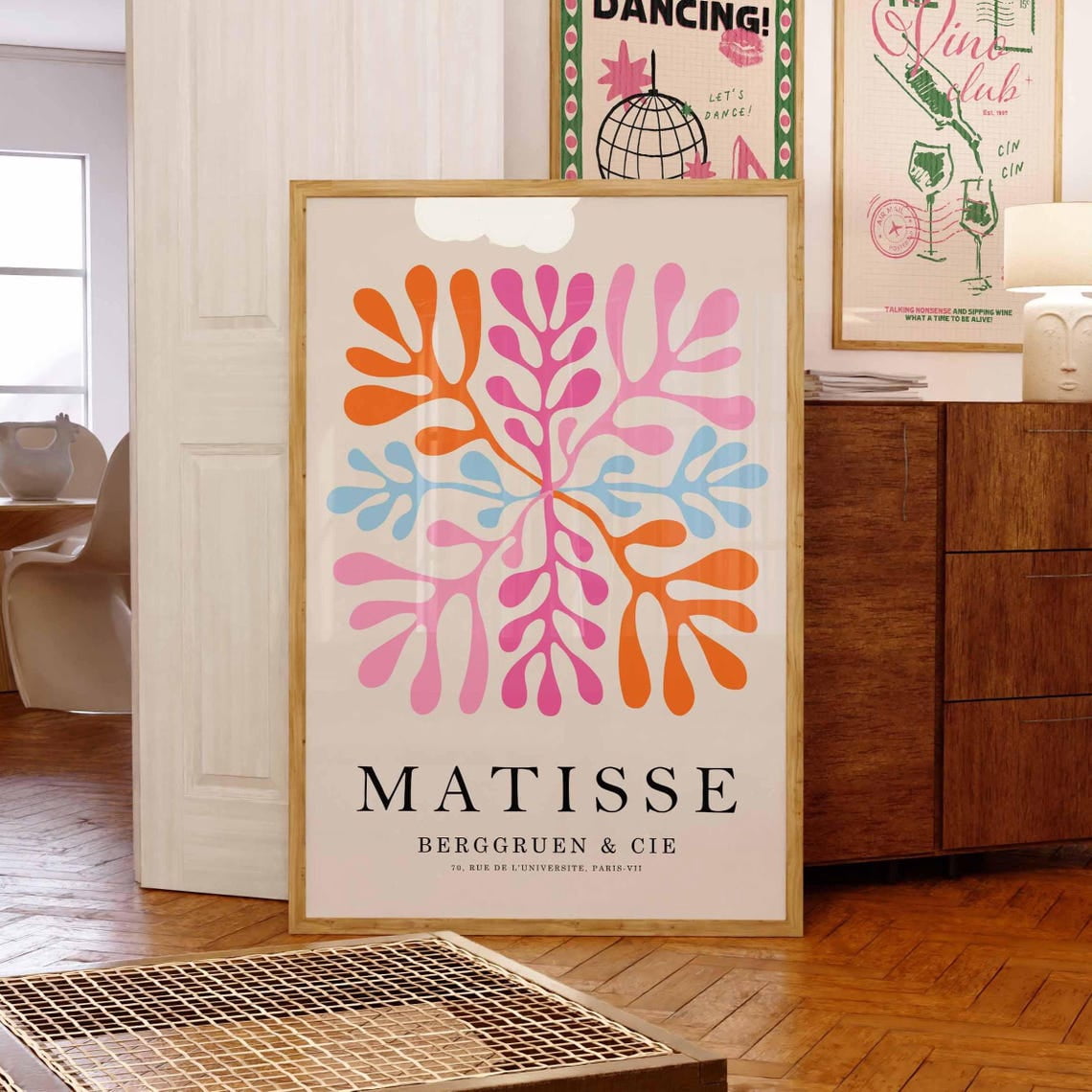 Miluva Matisse Print Pink Orange Living Room Office Decor Pink Matisse ...