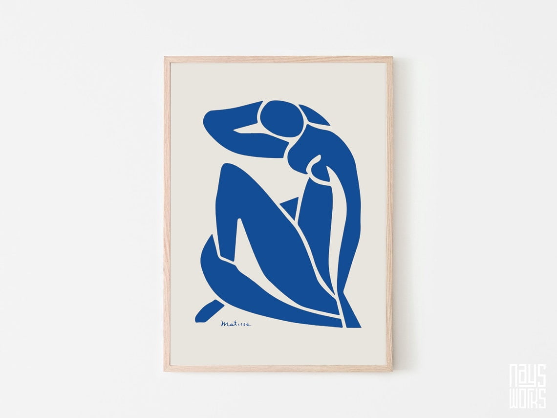 Miluva Matisse Woman Figure - Printable Wall Art - Navy Blue Poster ...