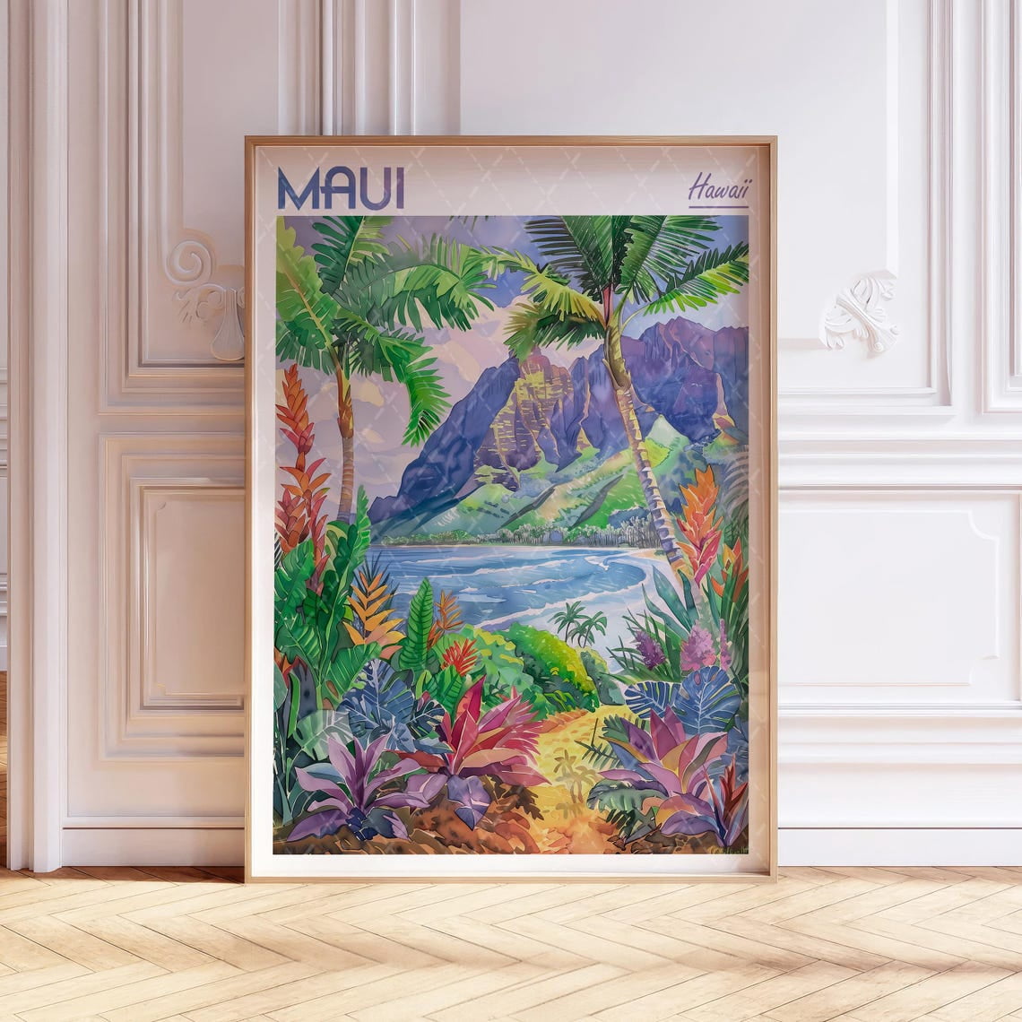 Miluva Maui Art Print - Maui Island Print - Hawaii Travel Poster ...