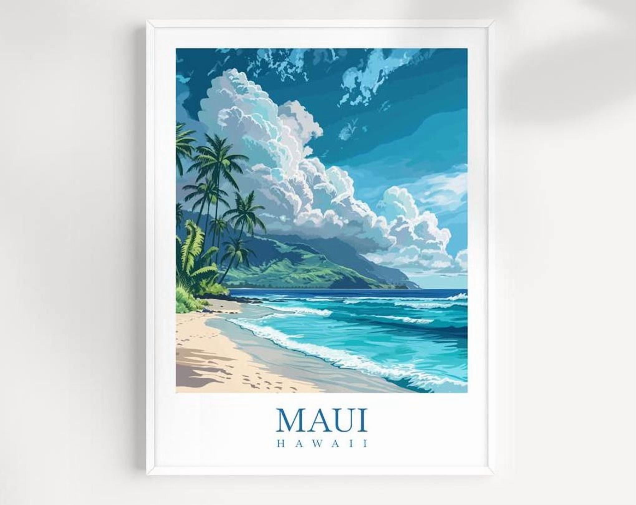 Miluva Maui Travel Print Hawaii Wall Art Maui Wall Hanging Home DÃ©cor ...