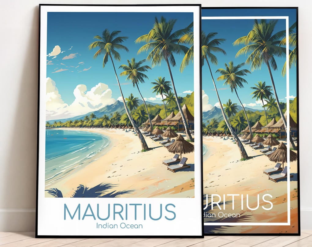 Miluva Mauritius Travel Poster Mauritius Poster Wall Art Mauritius ...