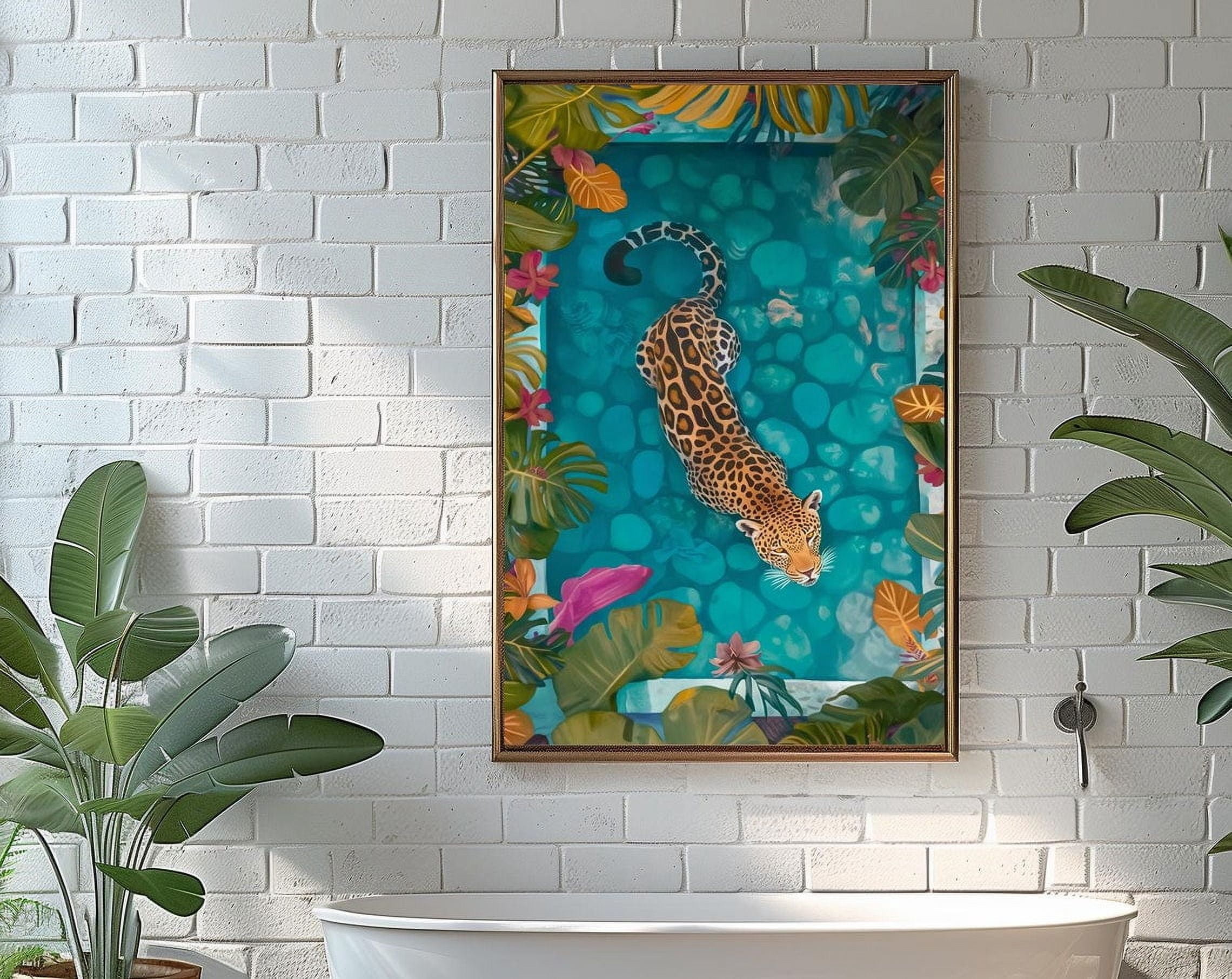 Miluva Maximalist Leopard Pool Print, Kitsch Wild Animal Poster, Big ...