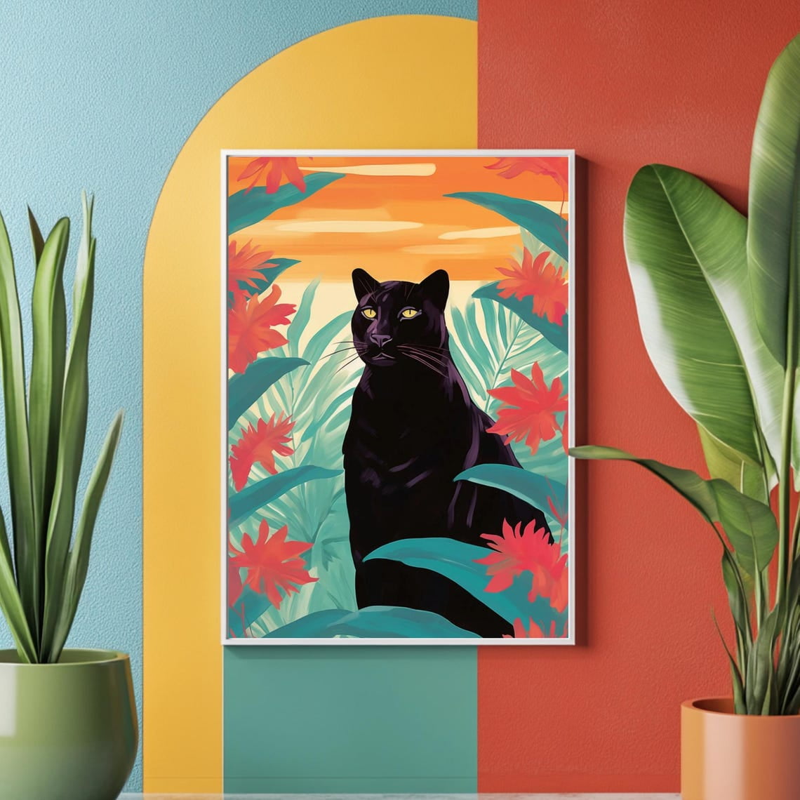 Miluva Maximalist Panther Wall Art, Trendy Animal Poster Print, Black ...