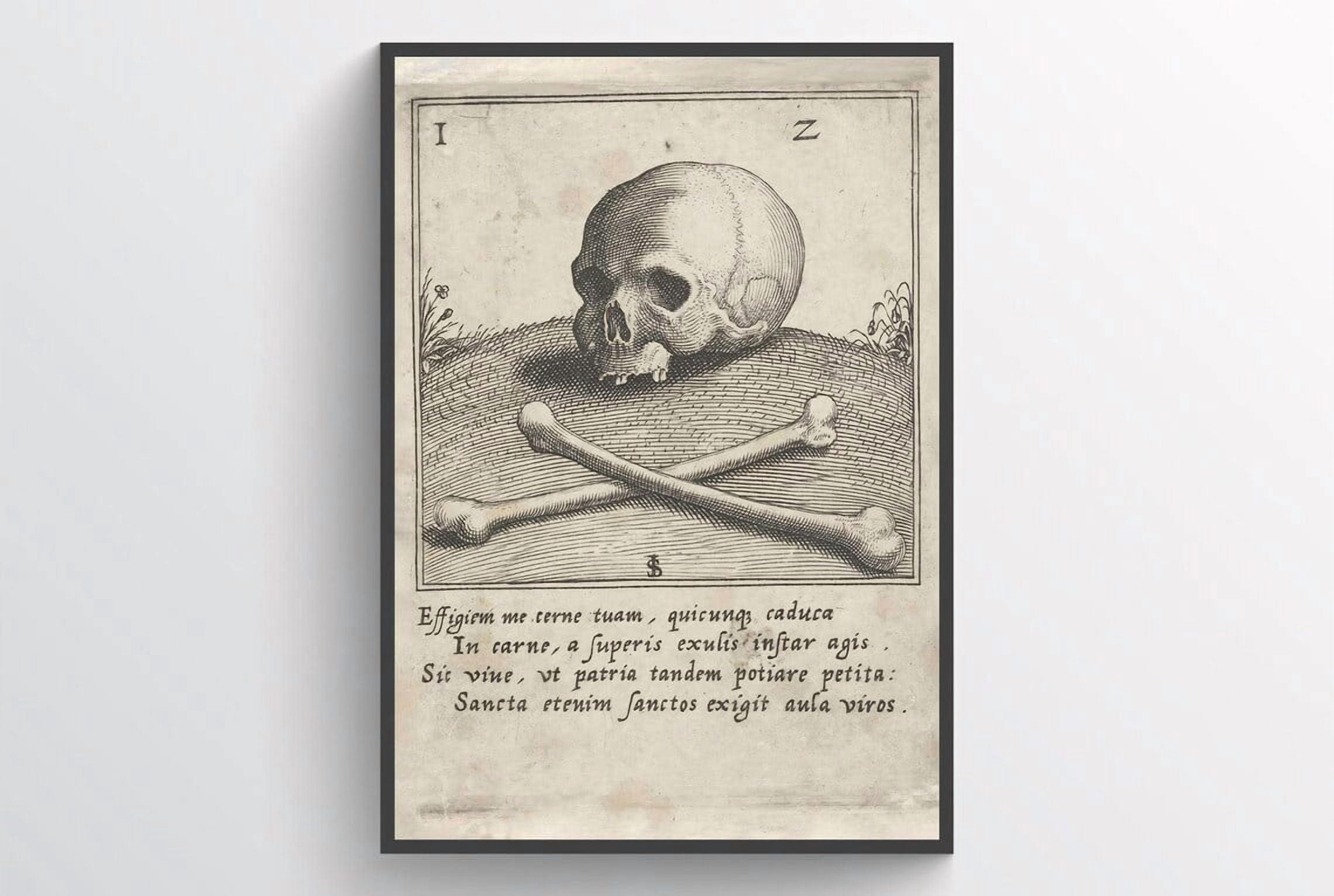 Miluva Medieval Dark Art Skull & Crossbones Poster Nto Mori Digital ...