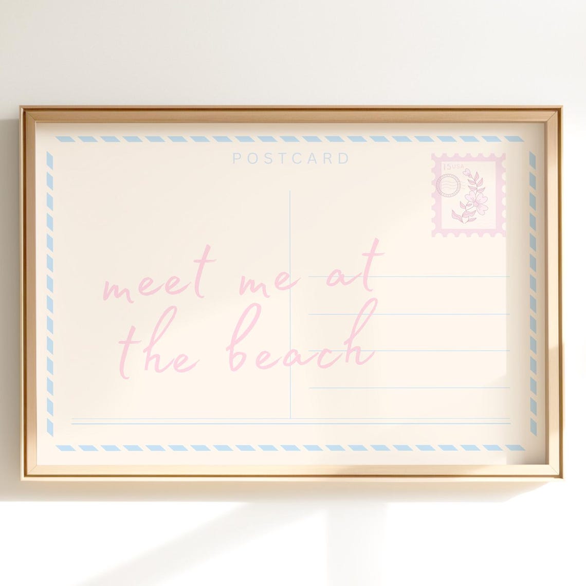 Miluva Meet Me At The Beach Postcard Print, Trendy Pink Blue Wall Art ...