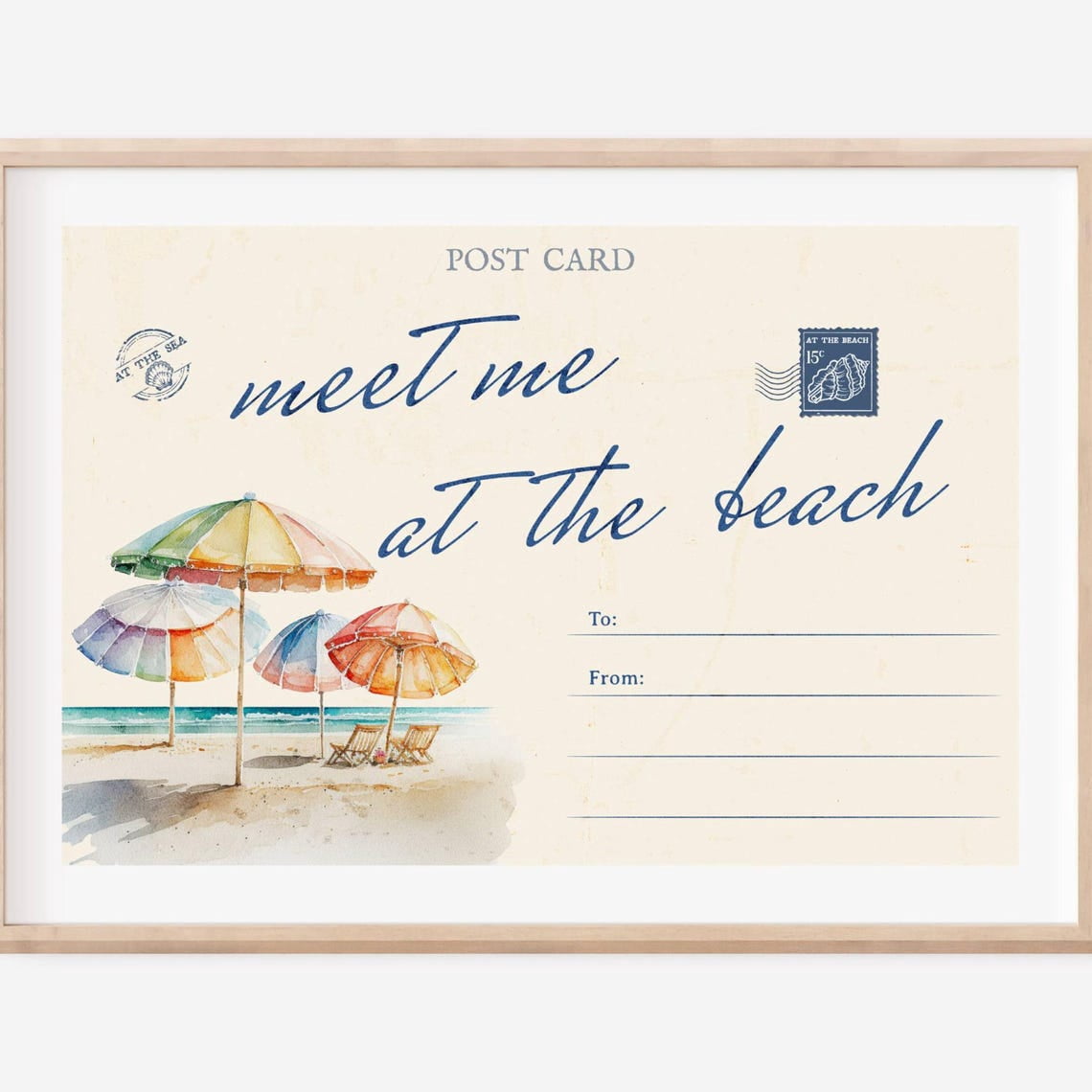 Miluva Meet Me At The Beach,Vintage Postcard Poster,Trendy Coastal Wall ...