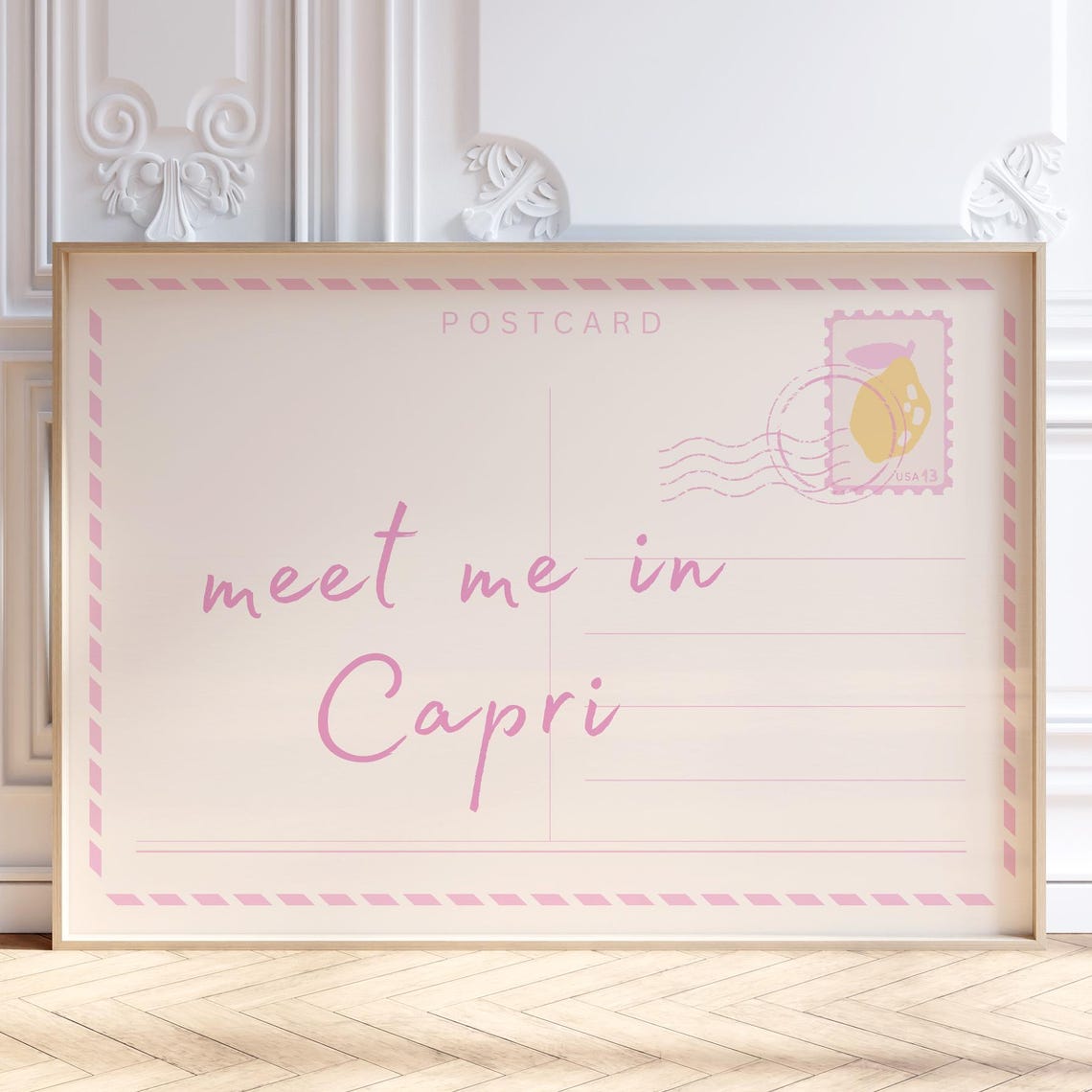 Miluva Meet Me In Capri Postcard Print, Trendy Pink Italy Wall Art ...