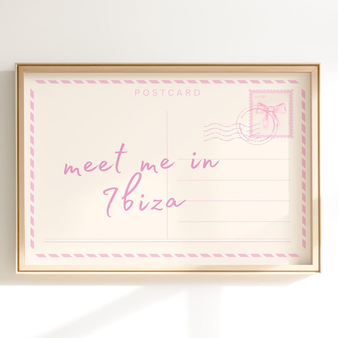 Miluva Meet Me In Ibiza Postcard Print, Trendy Pink Spain Wall Art ...