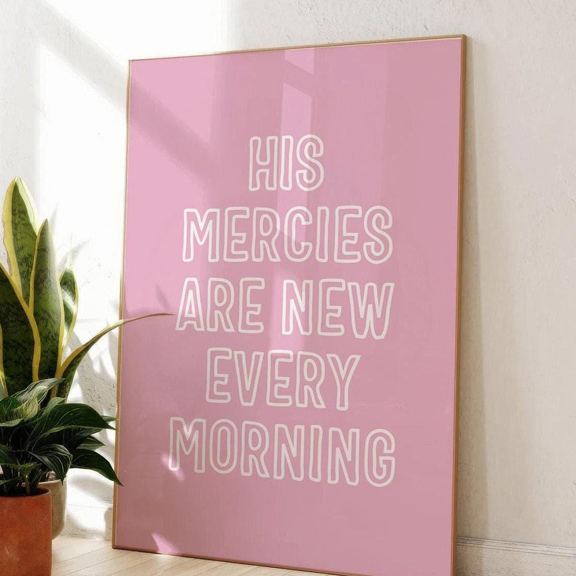 Miluva His Mercies Are New Every Morning Art Pink Christian Wall Art ...
