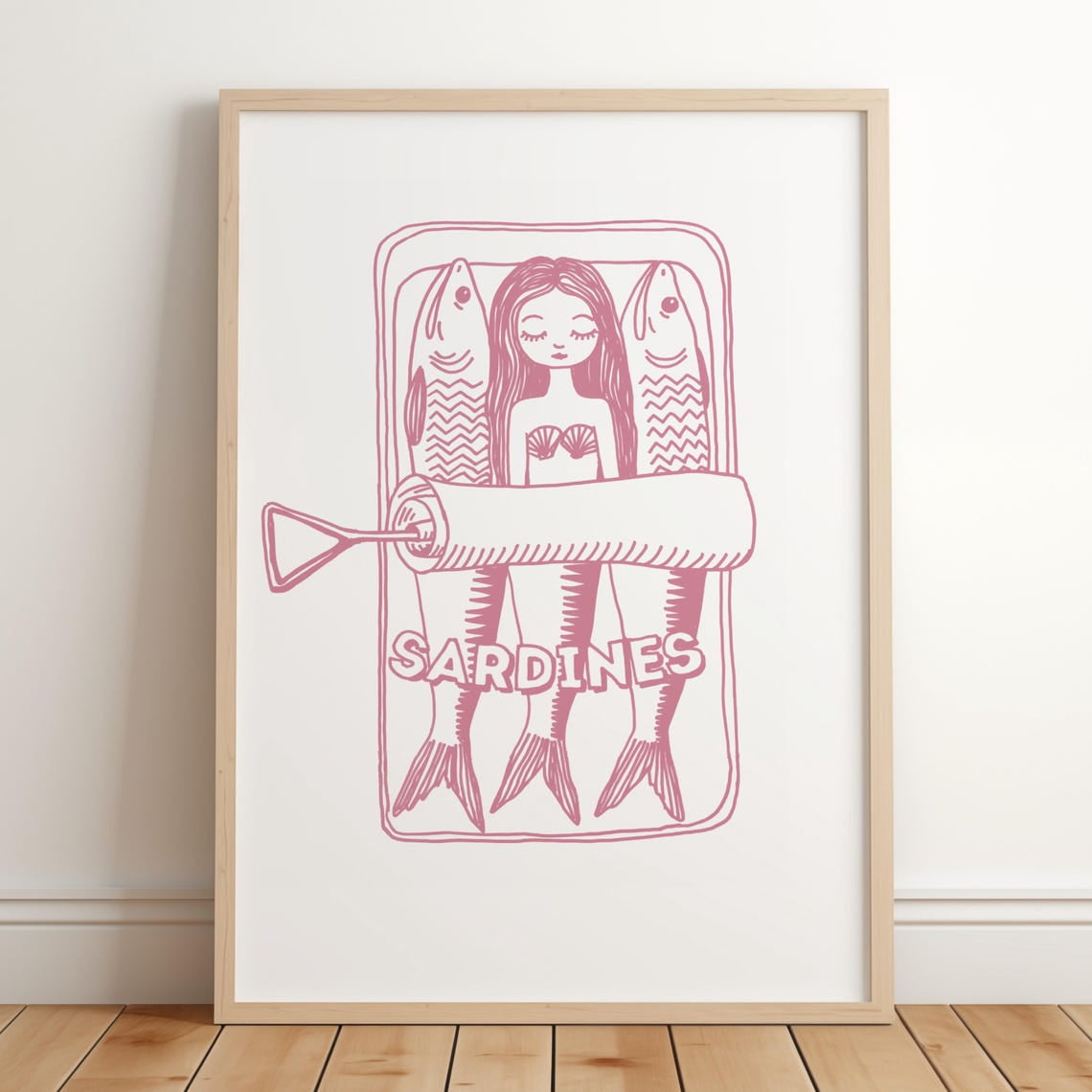 Miluva Mermaid Sardine Print, Kitchen Wall Art, Sardines Tin Print ...